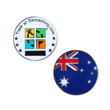 Australia Micro Geocoin for Geocaching around the world.